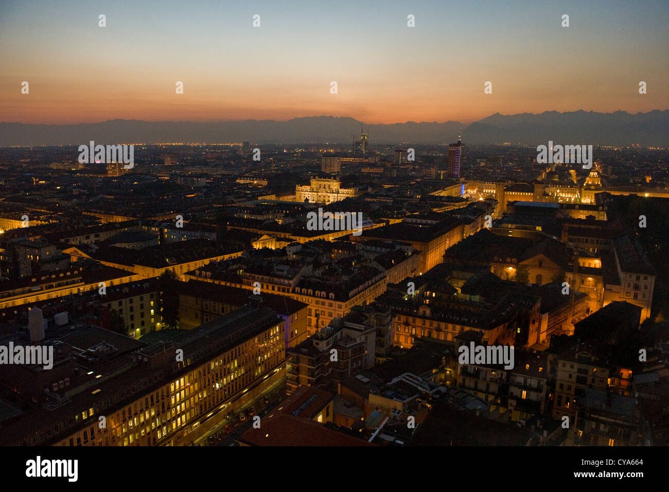 Italy, Piedmont, Turin, night view from Mole Antonelliana Stock Photo ...
