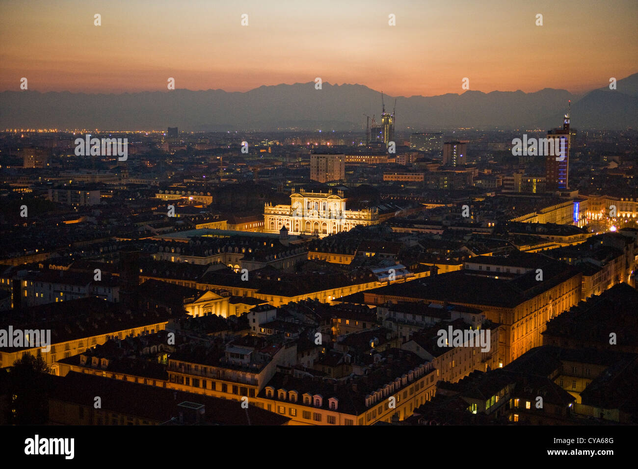 Italy, Piedmont, Turin, night view from Mole Antonelliana Stock Photo ...
