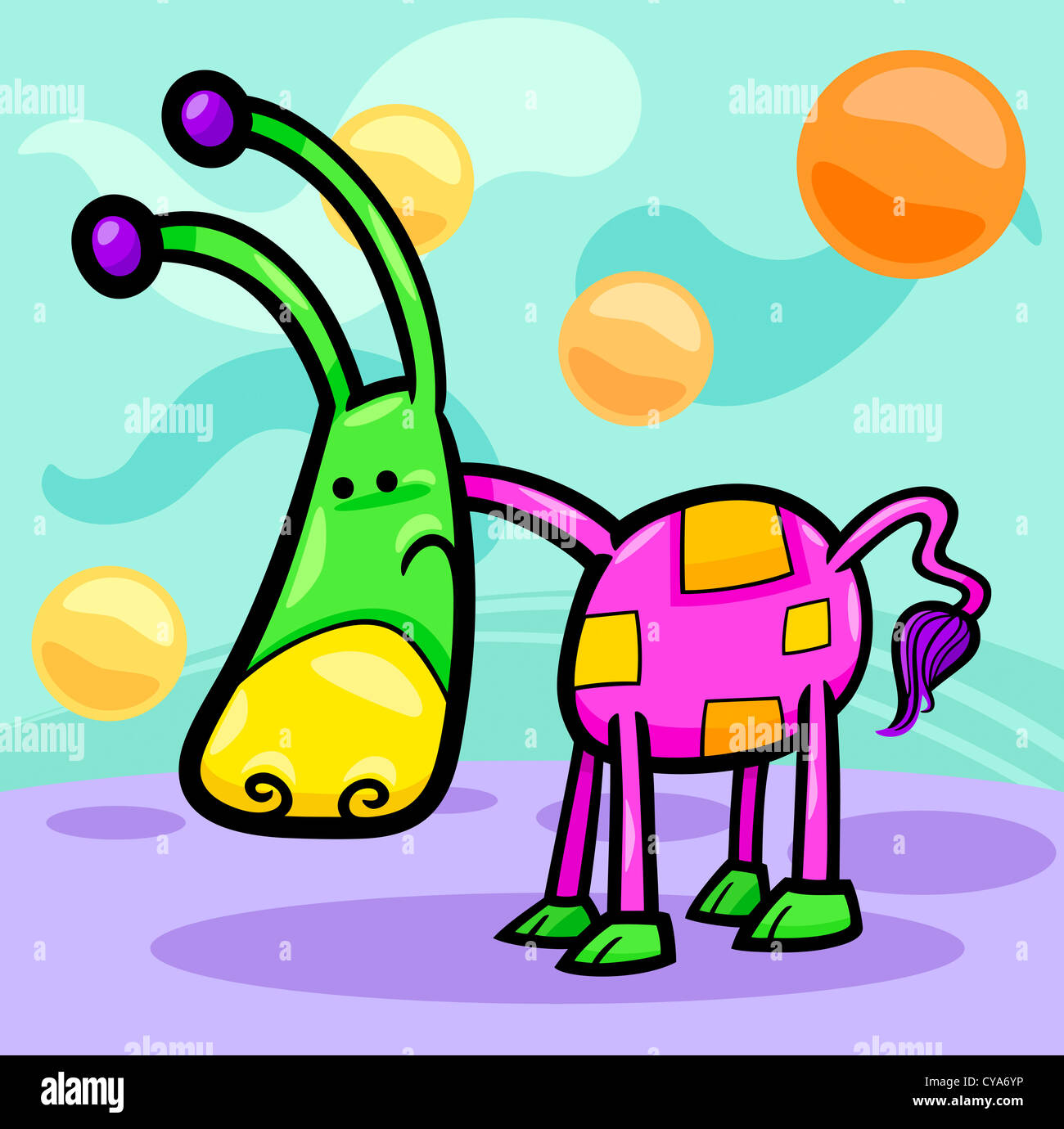 Cartoon Illustration of Funny Colorful Fairytale Character Creature in ...