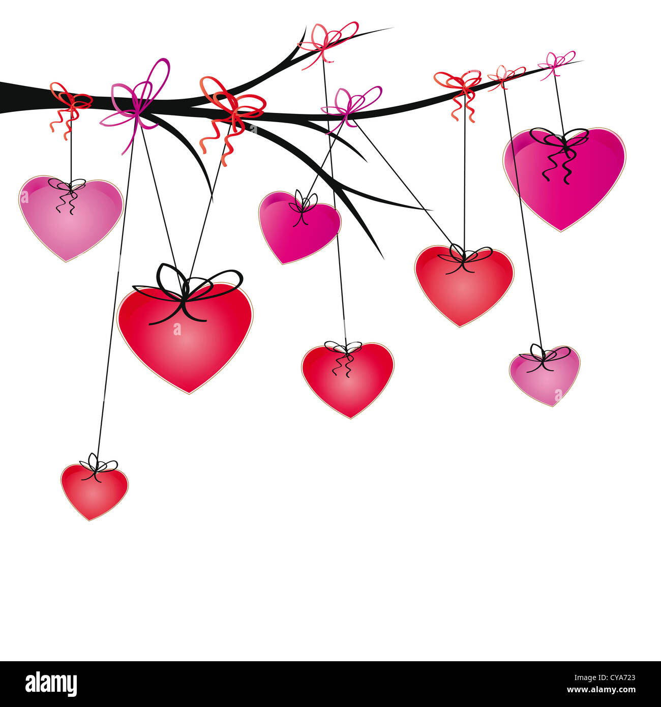 Cute and colorful harts hang on brand Stock Photo - Alamy