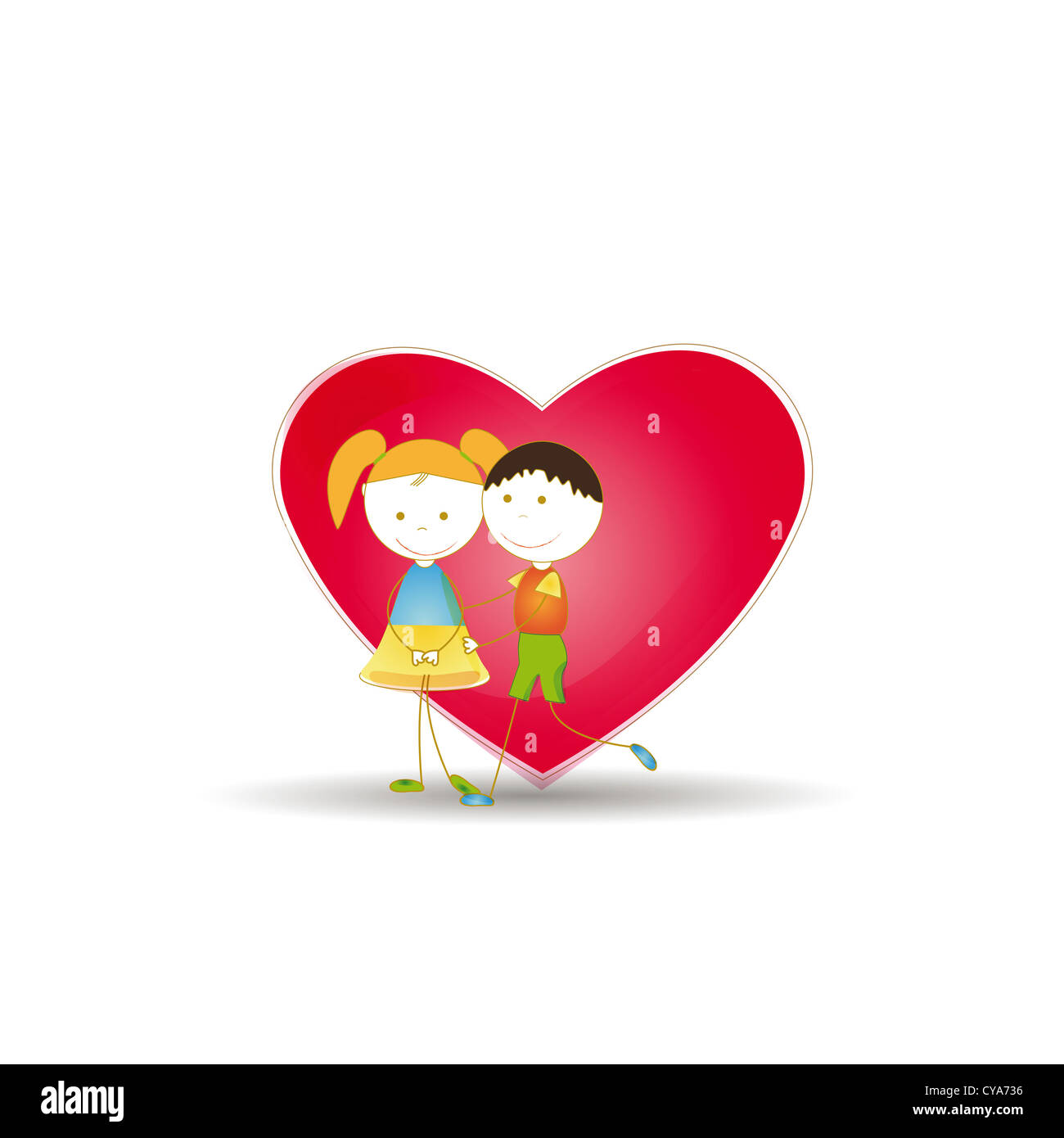 Cute and happy kids with red heart Stock Photo - Alamy