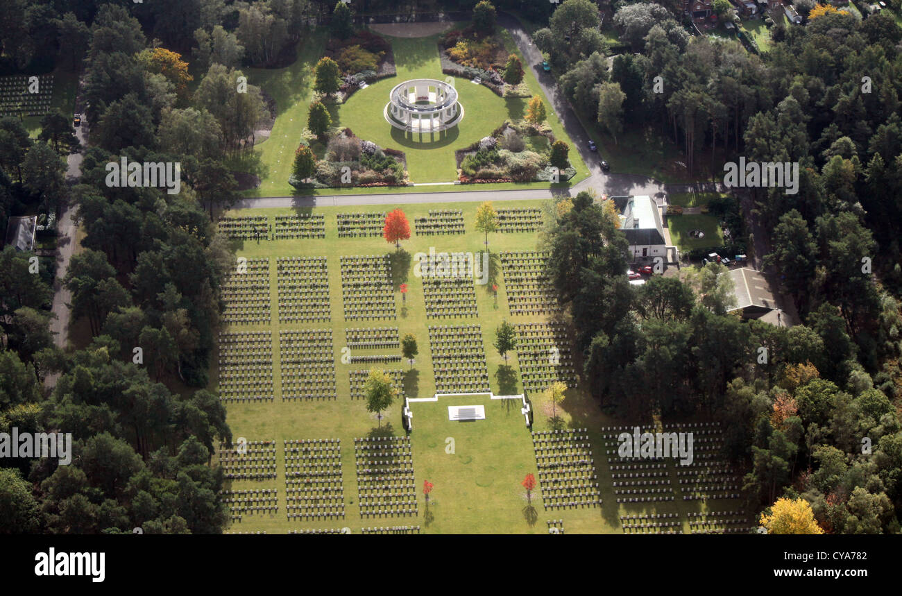 aerial view of the Brookwood Military Cemetery near Pirbright in Surrey ...