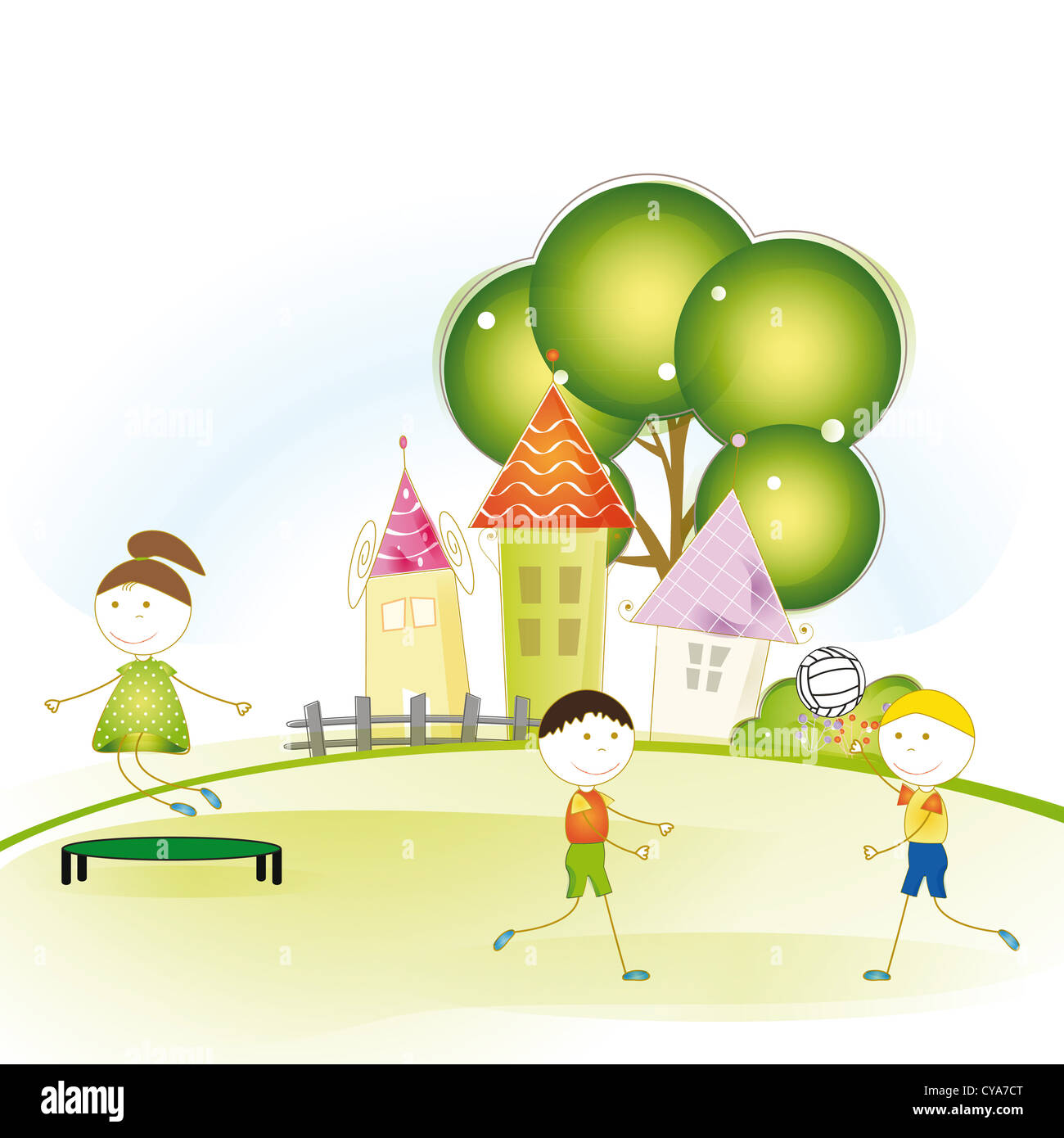Colorful and cute kids playing in garden Stock Photo - Alamy