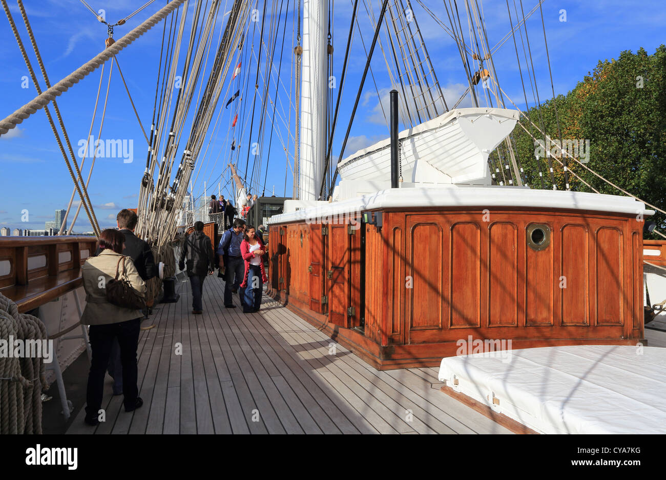 On the deck of the reopened (2012) Cutty Sark, tea clipper ship, in ...