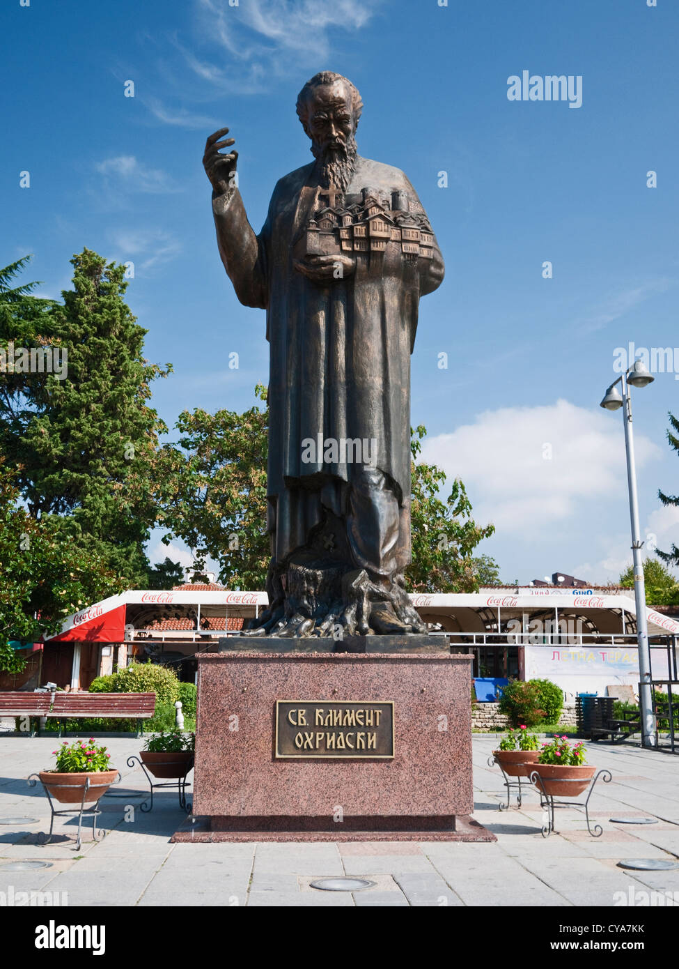 Statue of Sv. Kliment Ohridski (St. Clement of Ohrid), often associated with the creation of the ...
