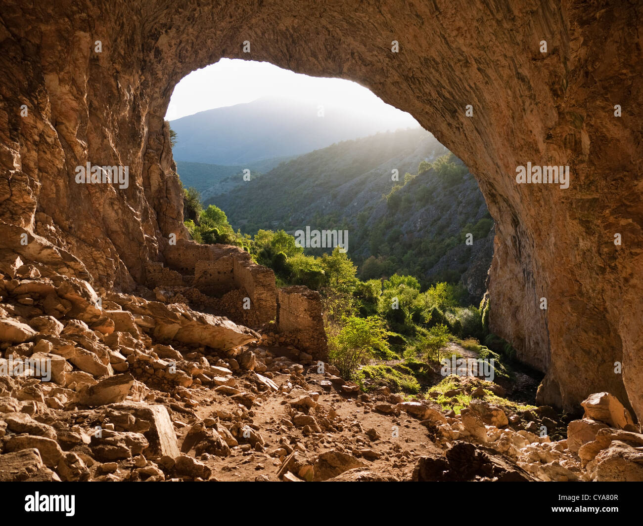 Pesna cave in Macedonia, complete with ruined medieval Turkish fortress ...