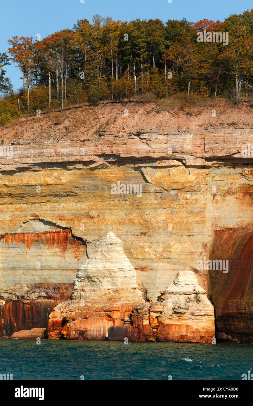 Rock Formations of Pictured Rocks National Lakeshore in Autumn Stock ...