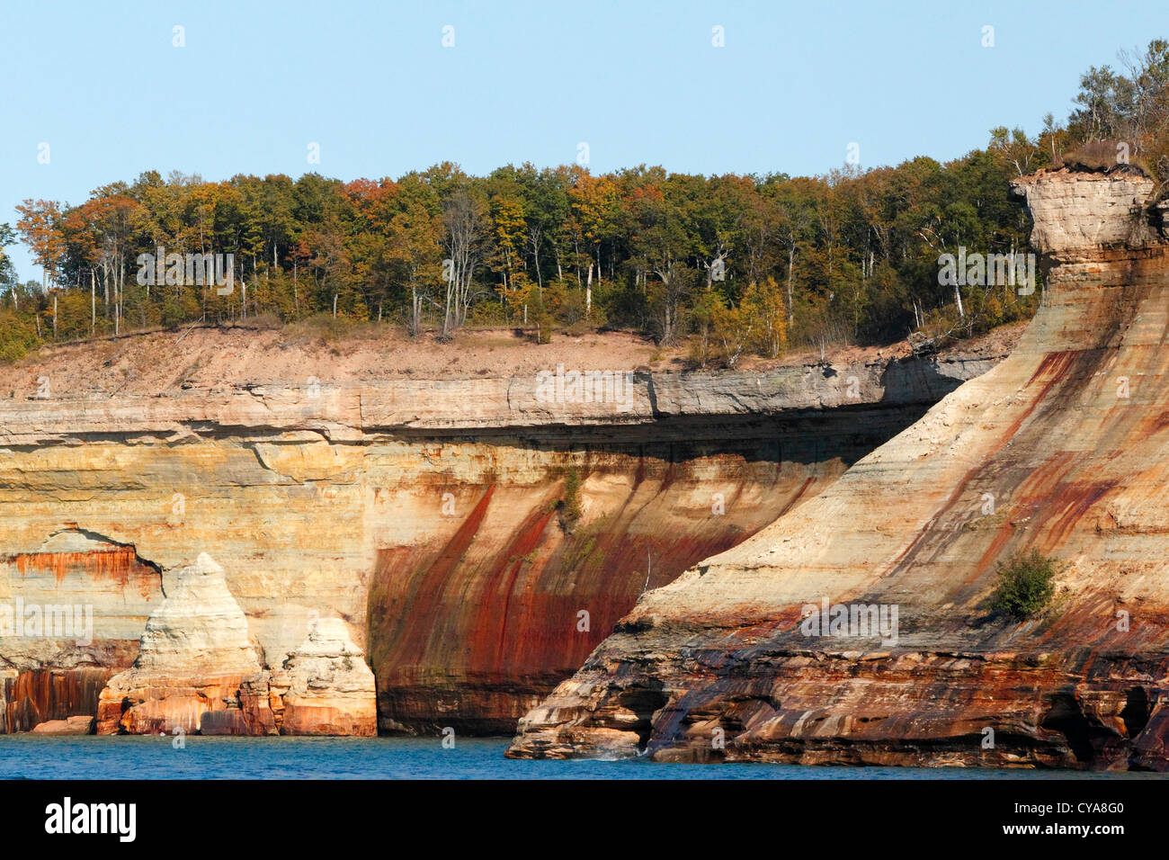 Rock Formations of Pictured Rocks National Lakeshore in Autumn Stock ...