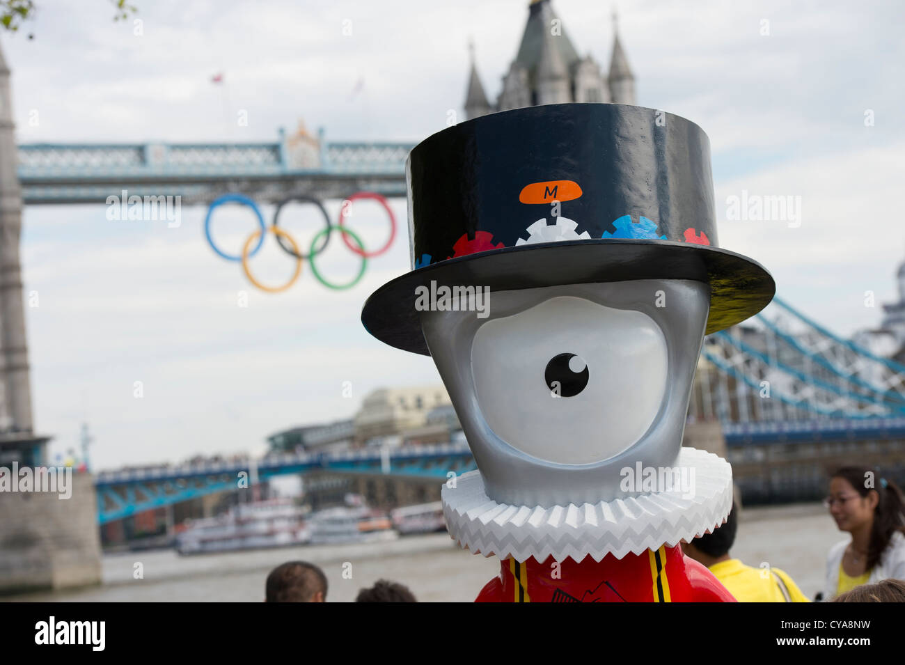 Statue of the London 2012 Olympic mascot Mandeville dressed as a ...