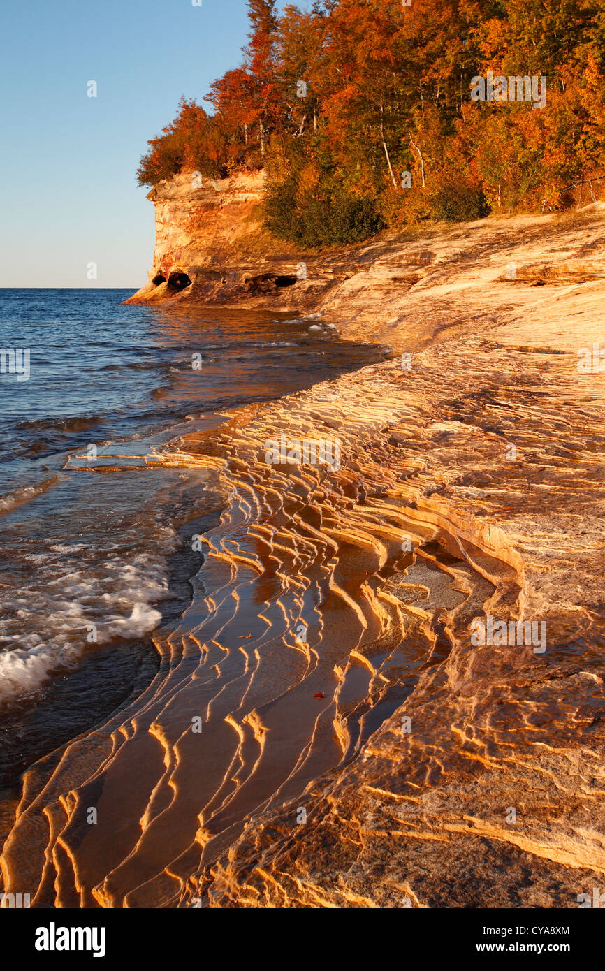 Shoreline Sandstone of Pictured Rocks National Lakeshore in Autumn ...