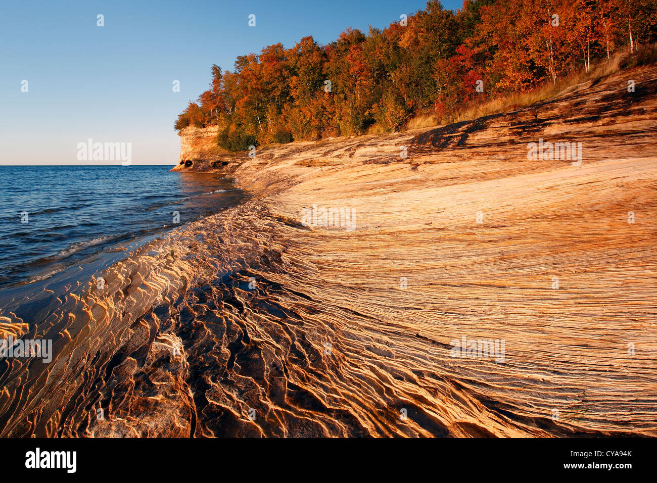 Sandstone Ridges of Pictured Rocks National Lakeshore in Autumn Stock ...