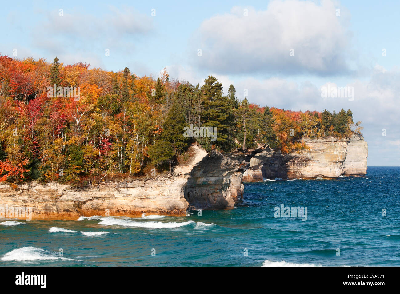 Lake Superior Cliffs, Pictured Rocks National Lakeshore in Autumn Stock Photo - Alamy