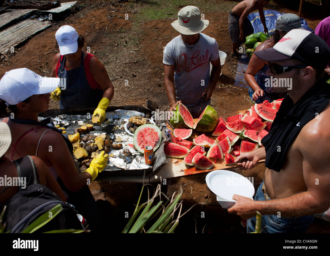 Free Food During Tapati, Easter Island, Chile Stock Photo - Alamy