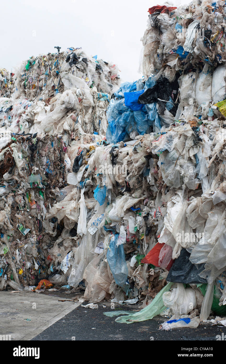 Bales of waste material waiting for recycling Stock Photo - Alamy