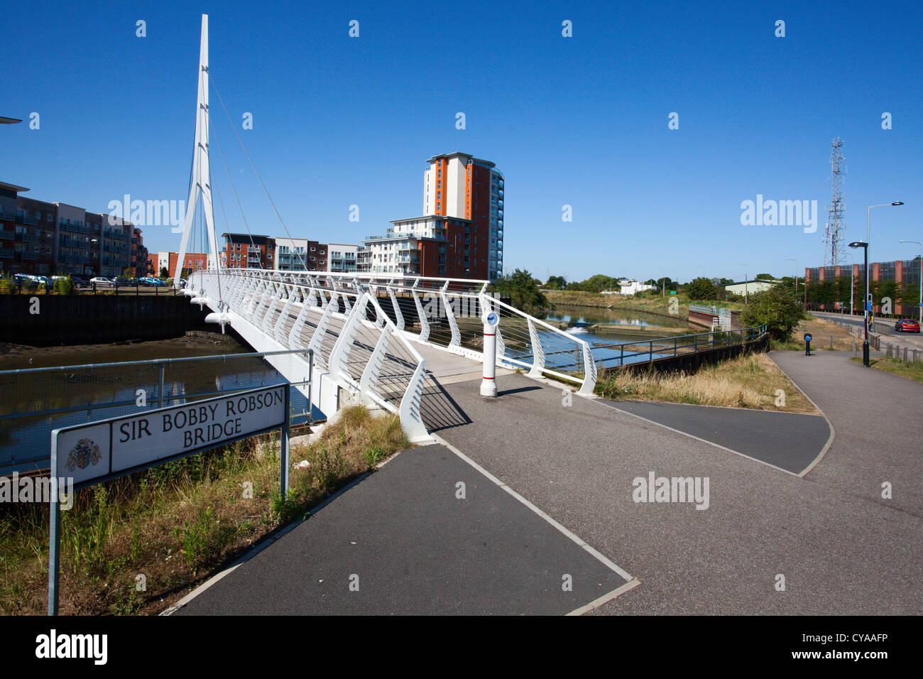Sir Bobby Robson Bridge over the River Orwell Ipswich Suffolk England ...