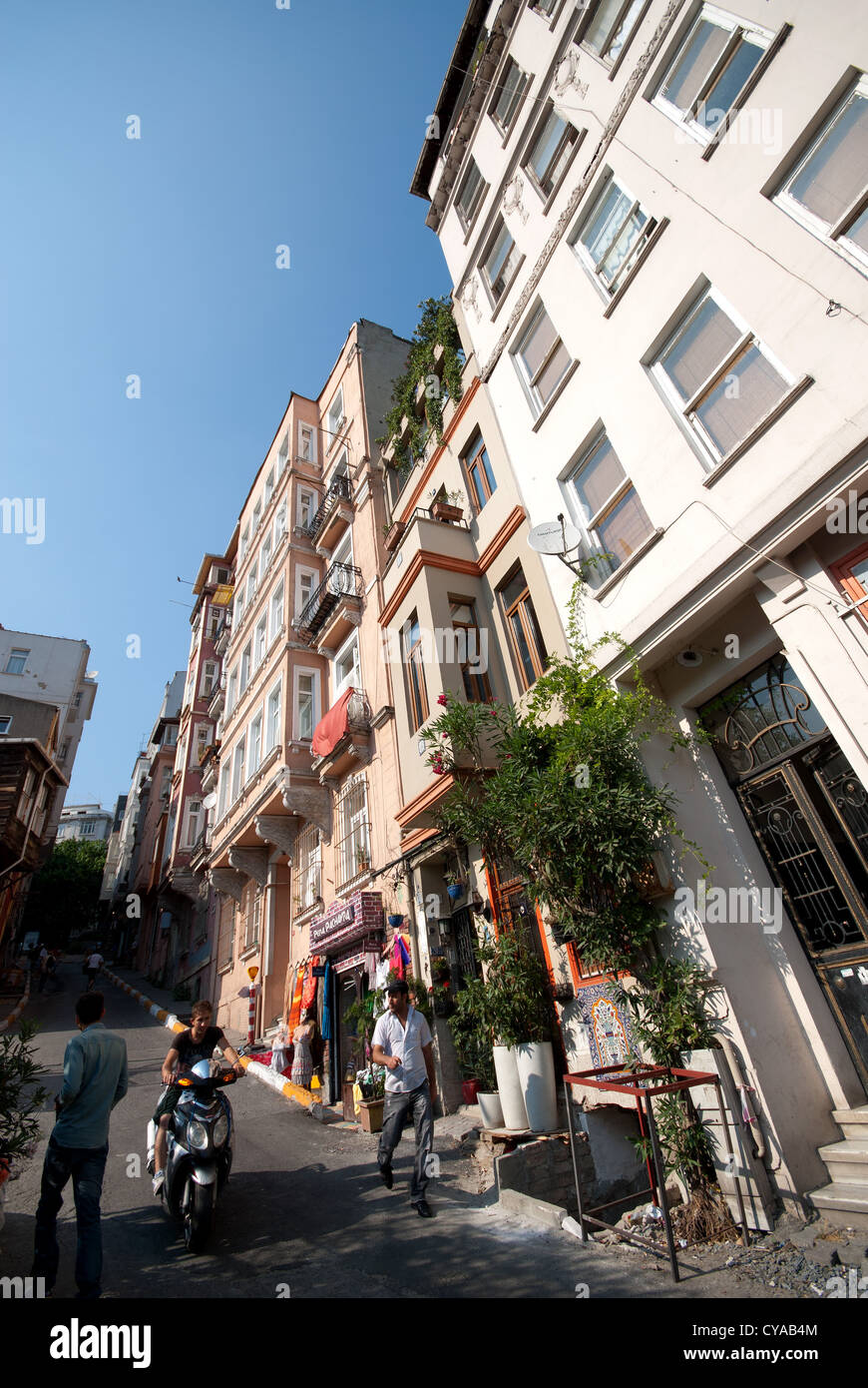 ISTANBUL, TURKEY. A street scene in the Beyoglu district of the city ...
