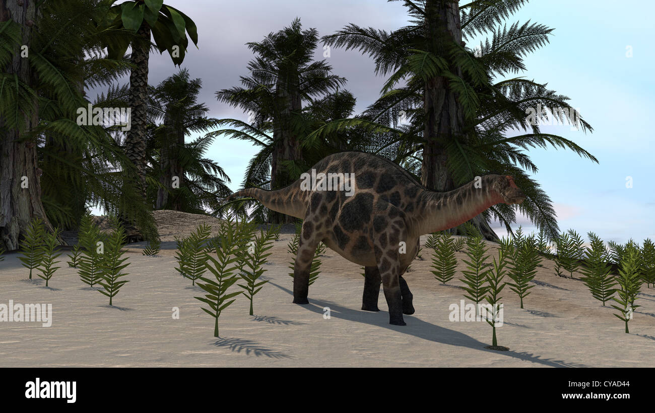 3d illustration of the walking dicraeosaurus Stock Photo - Alamy