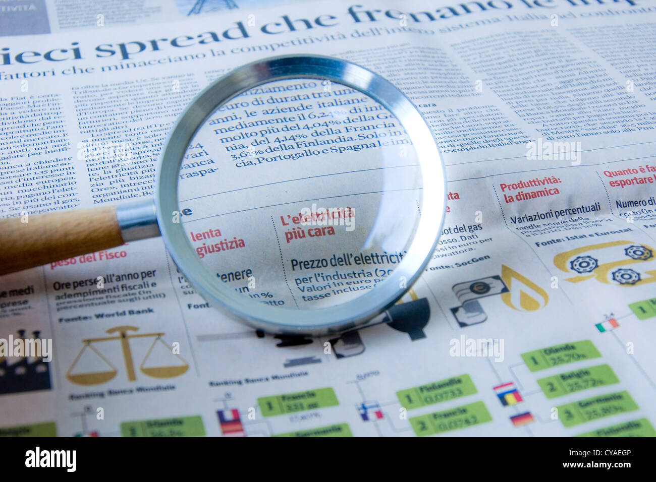 magnification of a news journal Stock Photo - Alamy