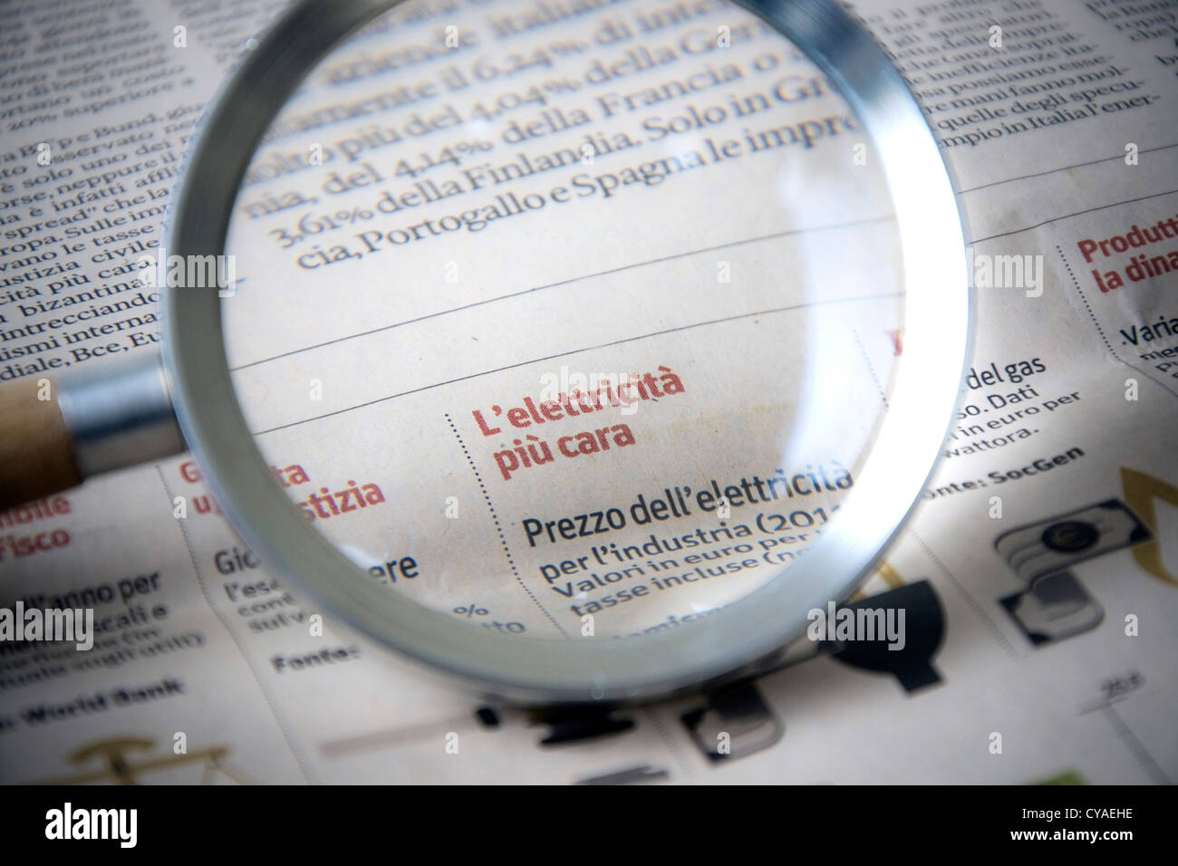 magnification of a news journal Stock Photo - Alamy