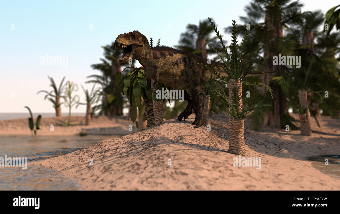 3d illustration of the hunting tyrannosaurus rex Stock Photo - Alamy