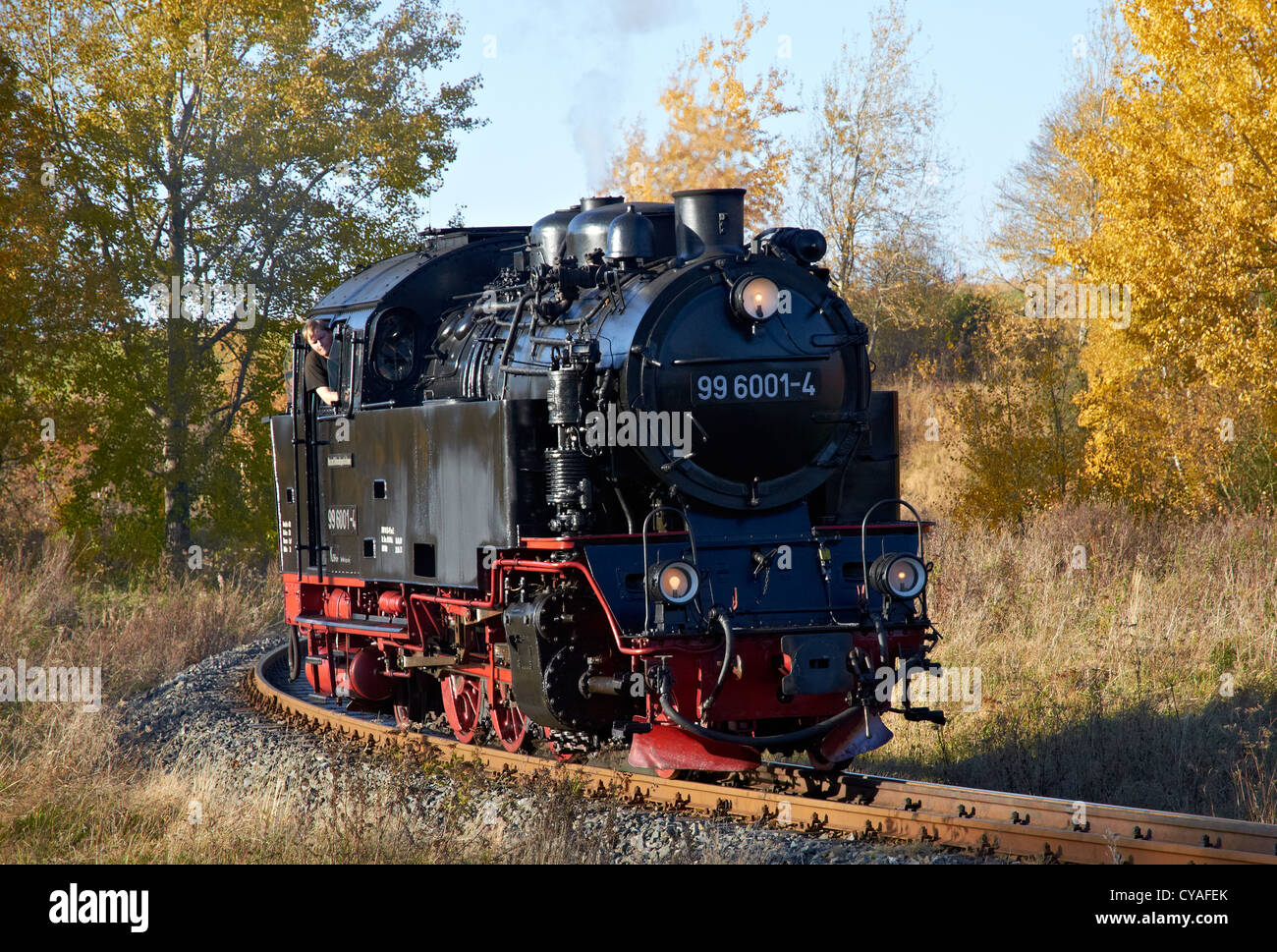 Harzer Schmalspurbahnen heritage steam train turns on Stiege loop ...