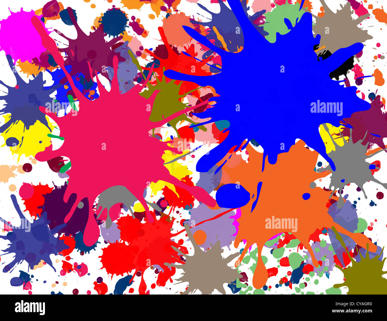 Multi-colored splashed on white background Stock Photo - Alamy