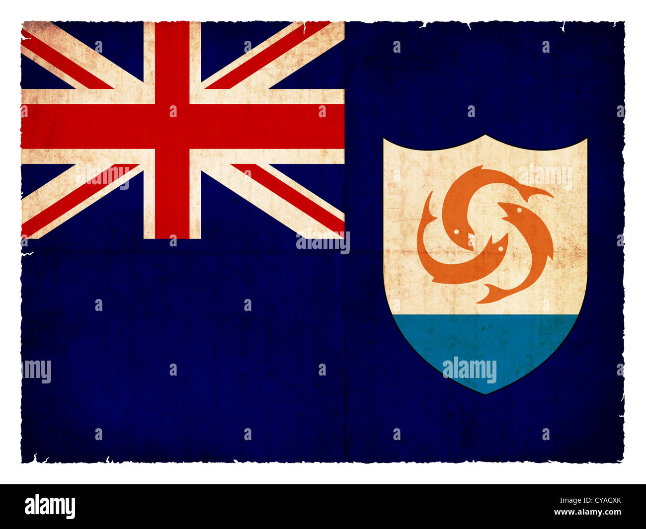 Flag of Anguilla (British overseas territory) created in grunge style ...