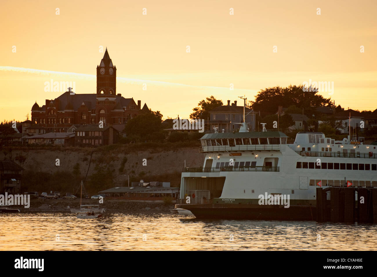 Washington State ferries dock at the historic seaport town of Port ...