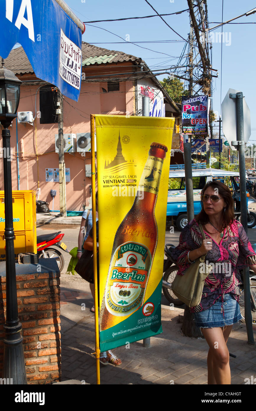 Advertisement Sign in Vientiane, Laos Stock Photo - Alamy