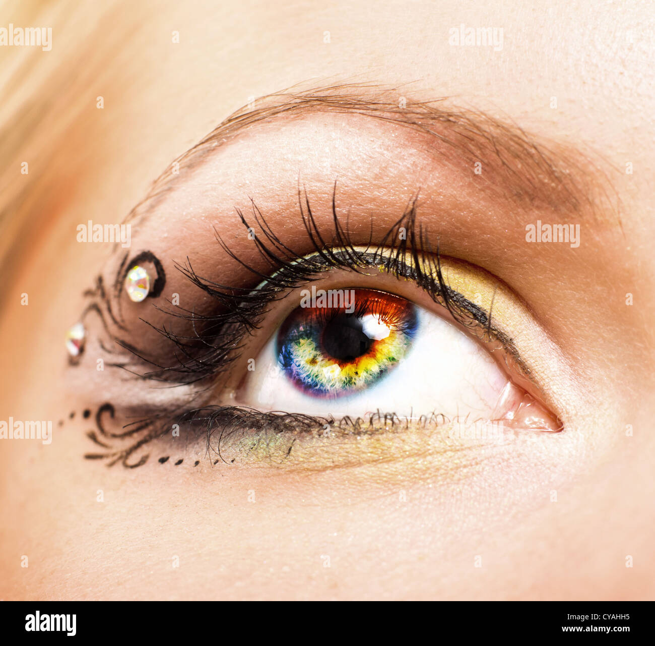 Close-up of beautiful colourful human eye Stock Photo - Alamy