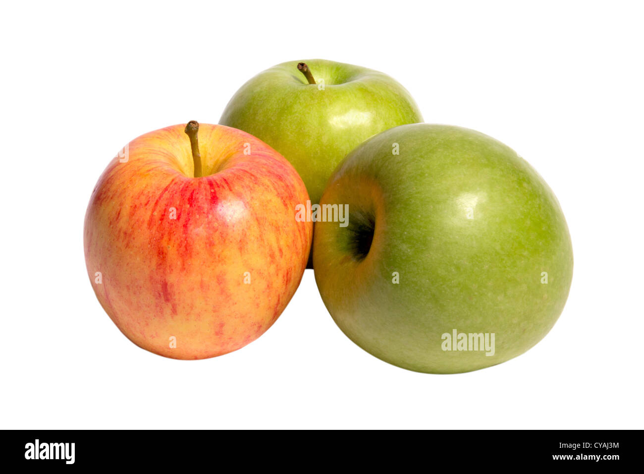 Three apples isolated on a white background Stock Photo - Alamy