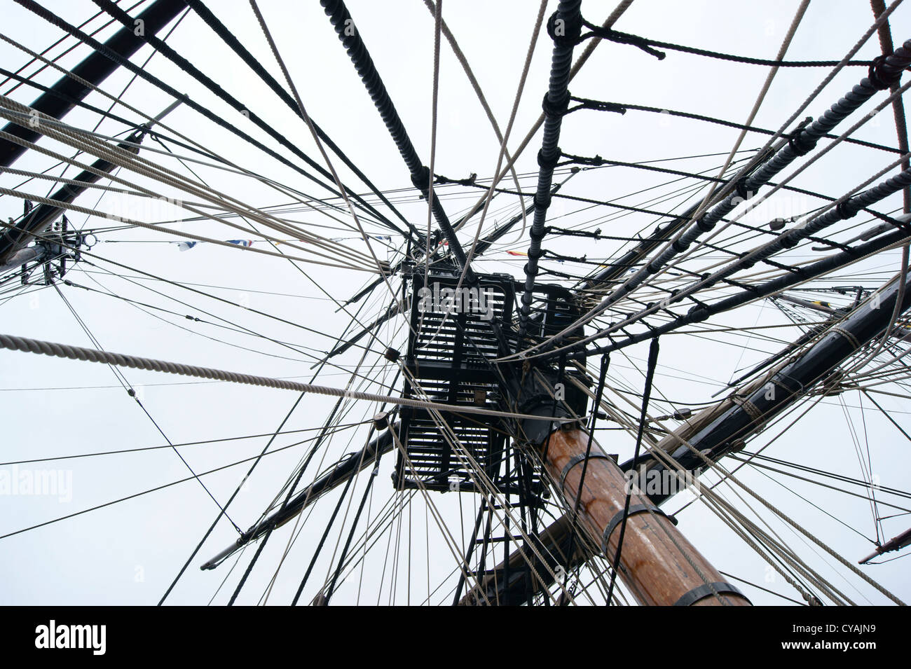 Rigging on the HMS Bounty, a tall ship which sank during Hurricane ...