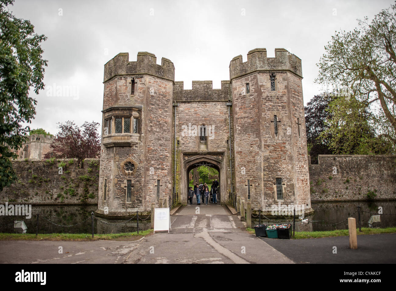 The main fortified entry gate at the Bishop Palace in Wells, Somerset ...