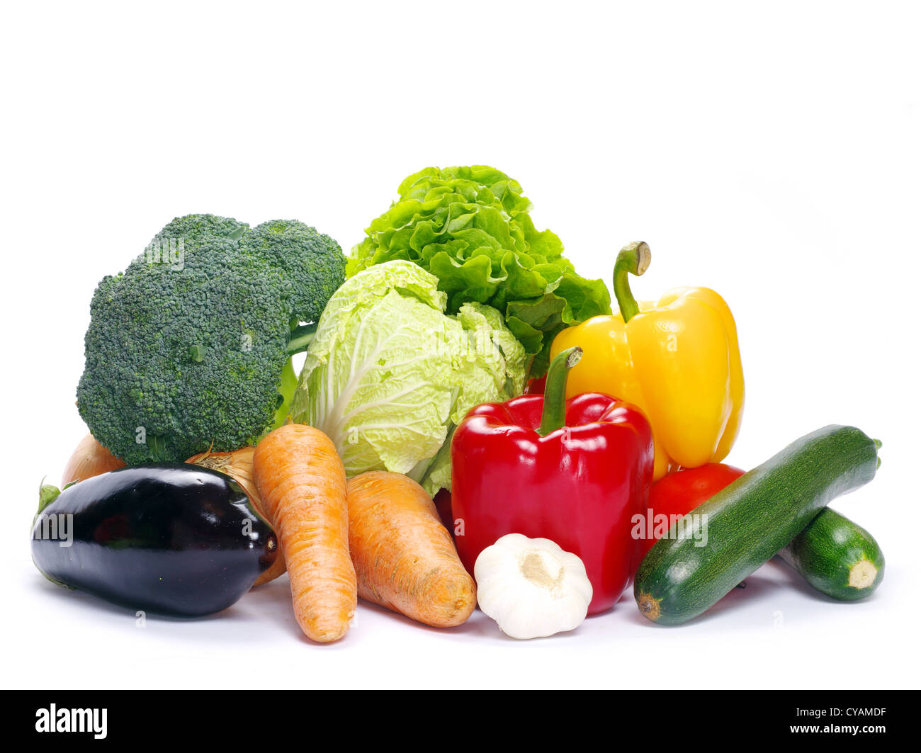 fresh vegetables on the white background Stock Photo - Alamy