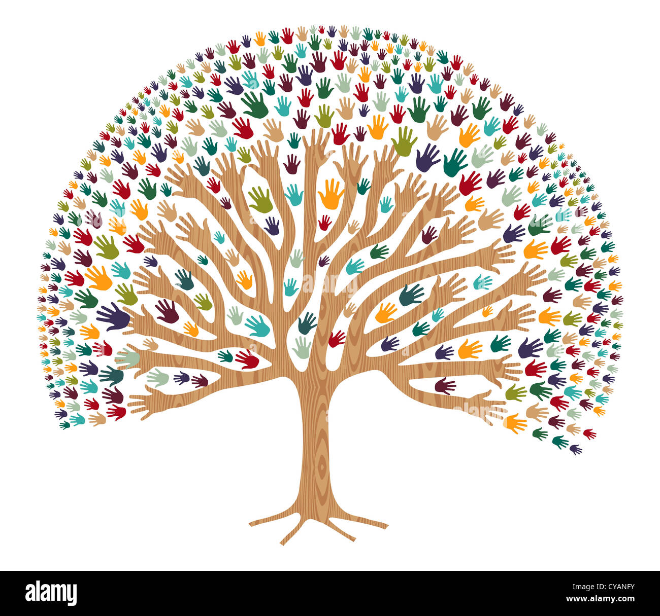 Isolated diversity tree hands illustration for greeting card. Vector ...