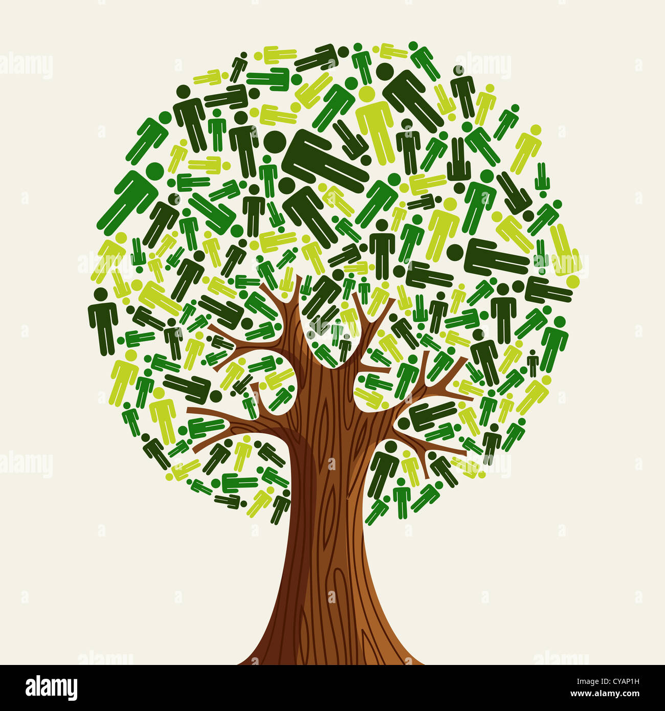 Eco friendly tree with green people illustration. Vector file layered ...