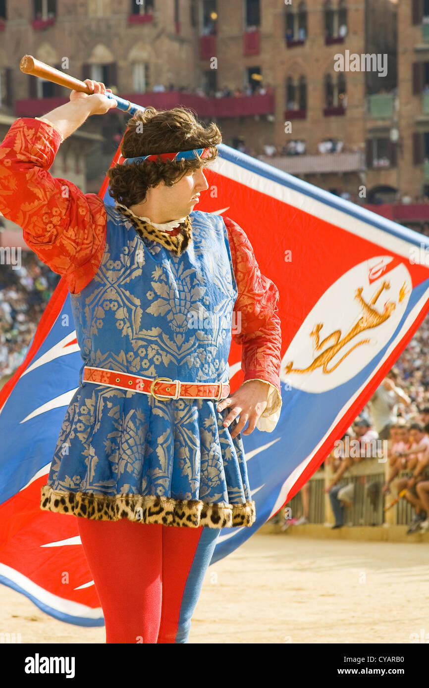 Flags of the contrade of the palio of siena hi-res stock photography ...