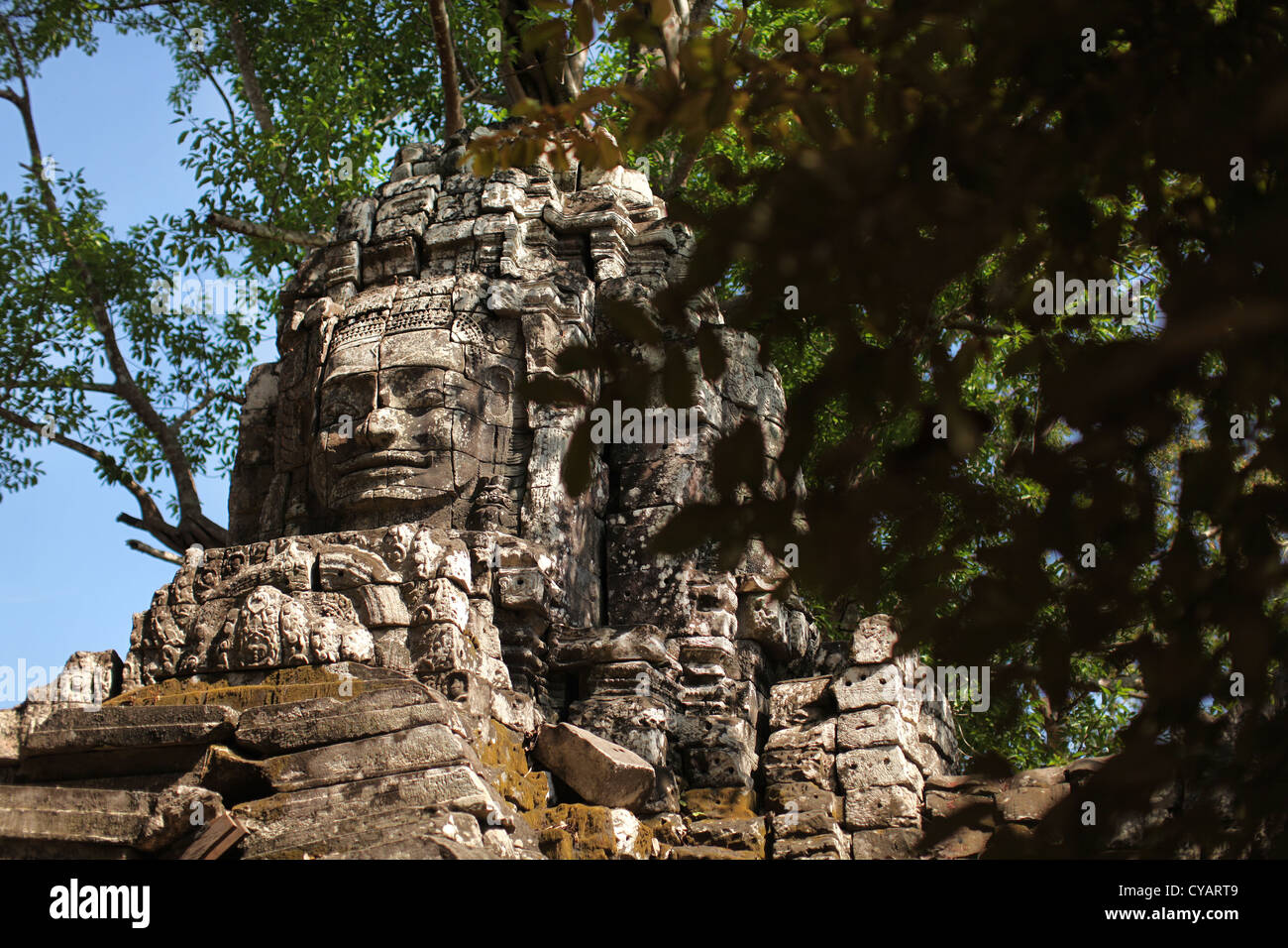 Bayon temple stone face monument, Cambodia Stock Photo - Alamy