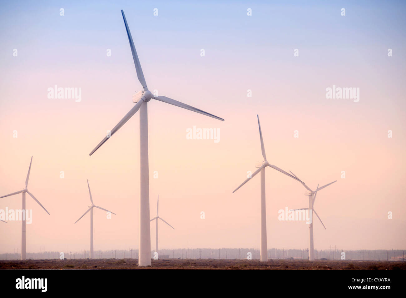 Group of Windmill in the sunset，western China Stock Photo - Alamy