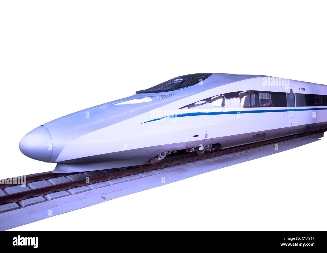 Modern high speed bullet train on track,China Stock Photo - Alamy