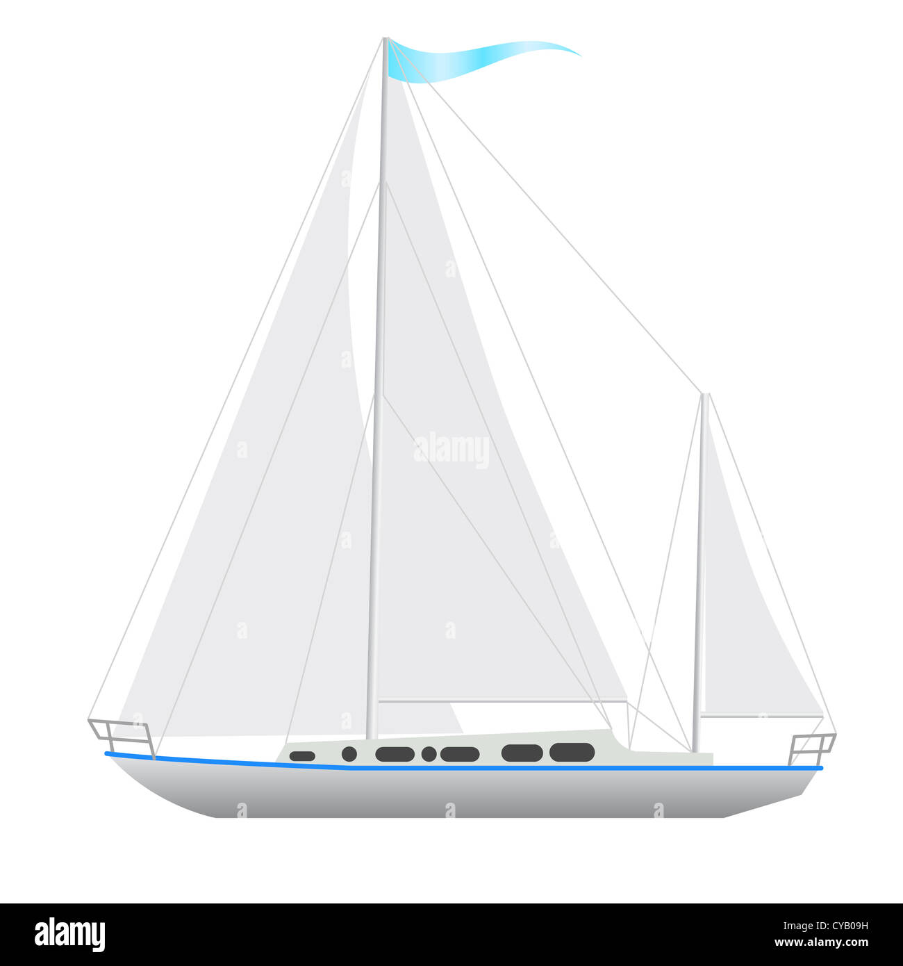 Sailing boat floating. Vector illustration Stock Photo - Alamy
