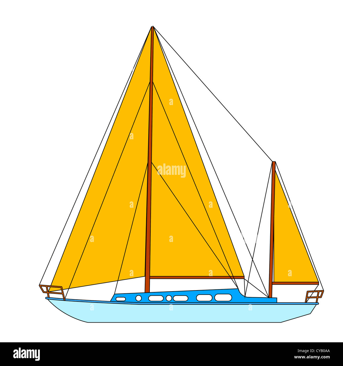 Sailing boat floating. Vector illustration Stock Photo - Alamy