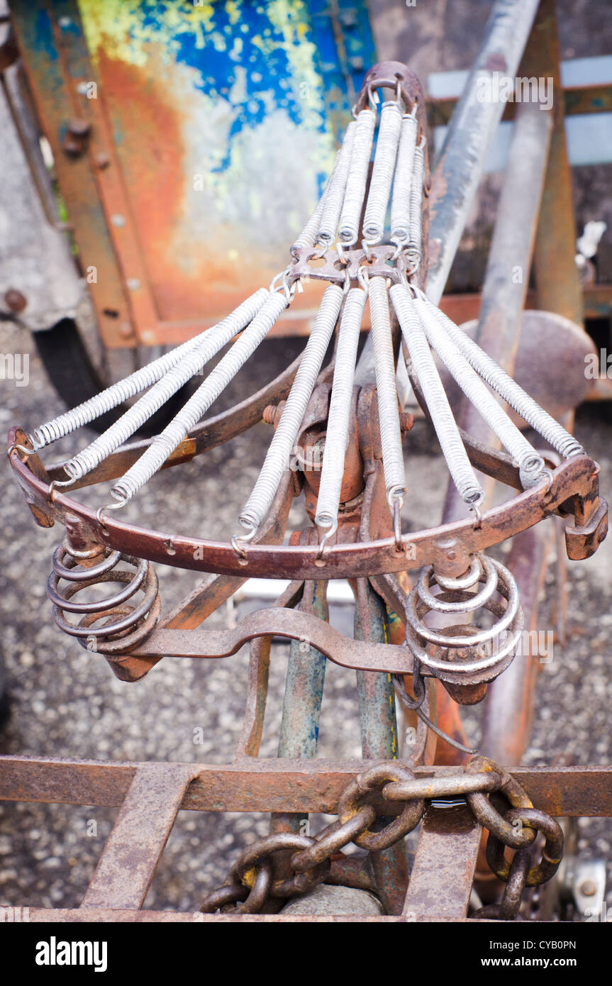 vintage saddle of old bicycle, only left with springs frame Stock Photo ...