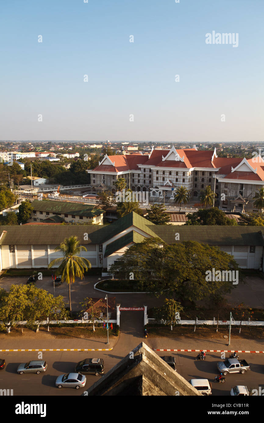 Aerial View over Vientiane from the Top of the Arch of Triumph Patu Xay ...