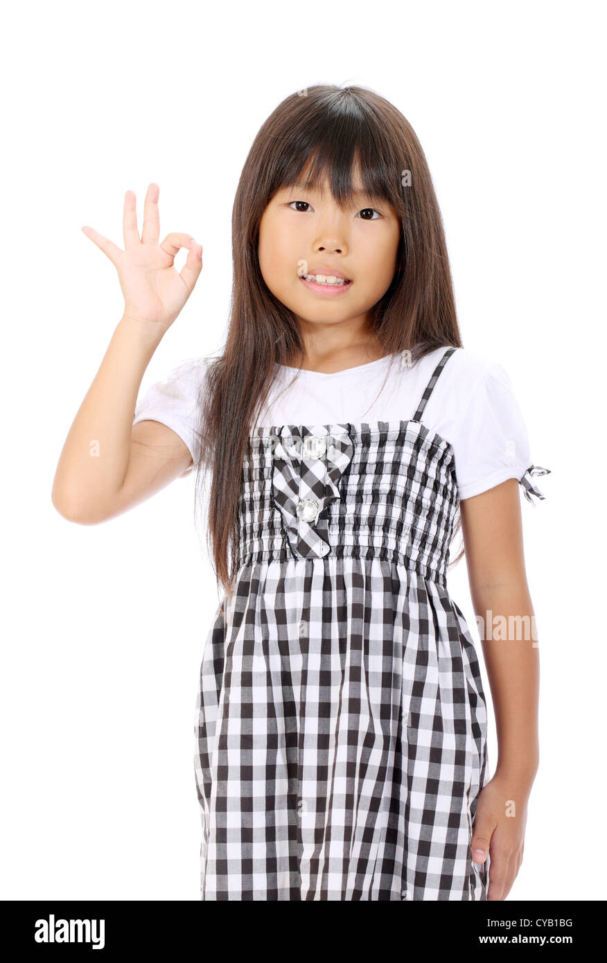 Portrait of cute little asian girl with okay gesture Stock Photo - Alamy