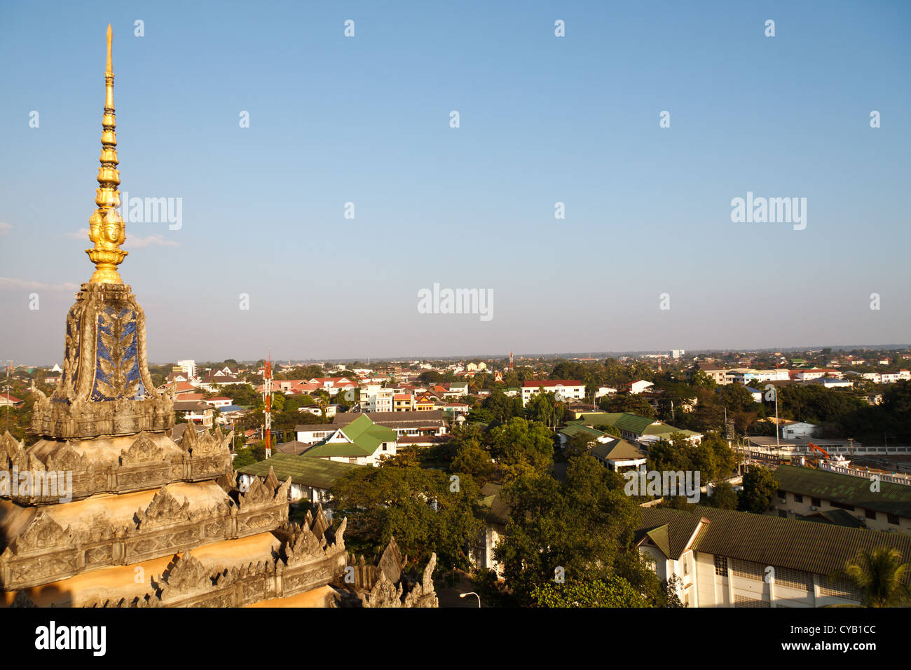 Aerial View over Vientiane from the Top of the Arch of Triumph Patu Xay ...