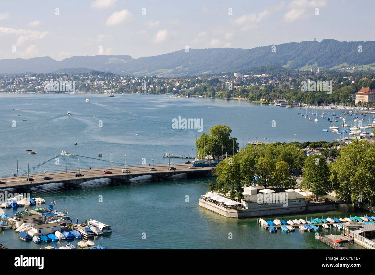 europe, switzerland, zurich, limmat river and lake of zurich Stock ...
