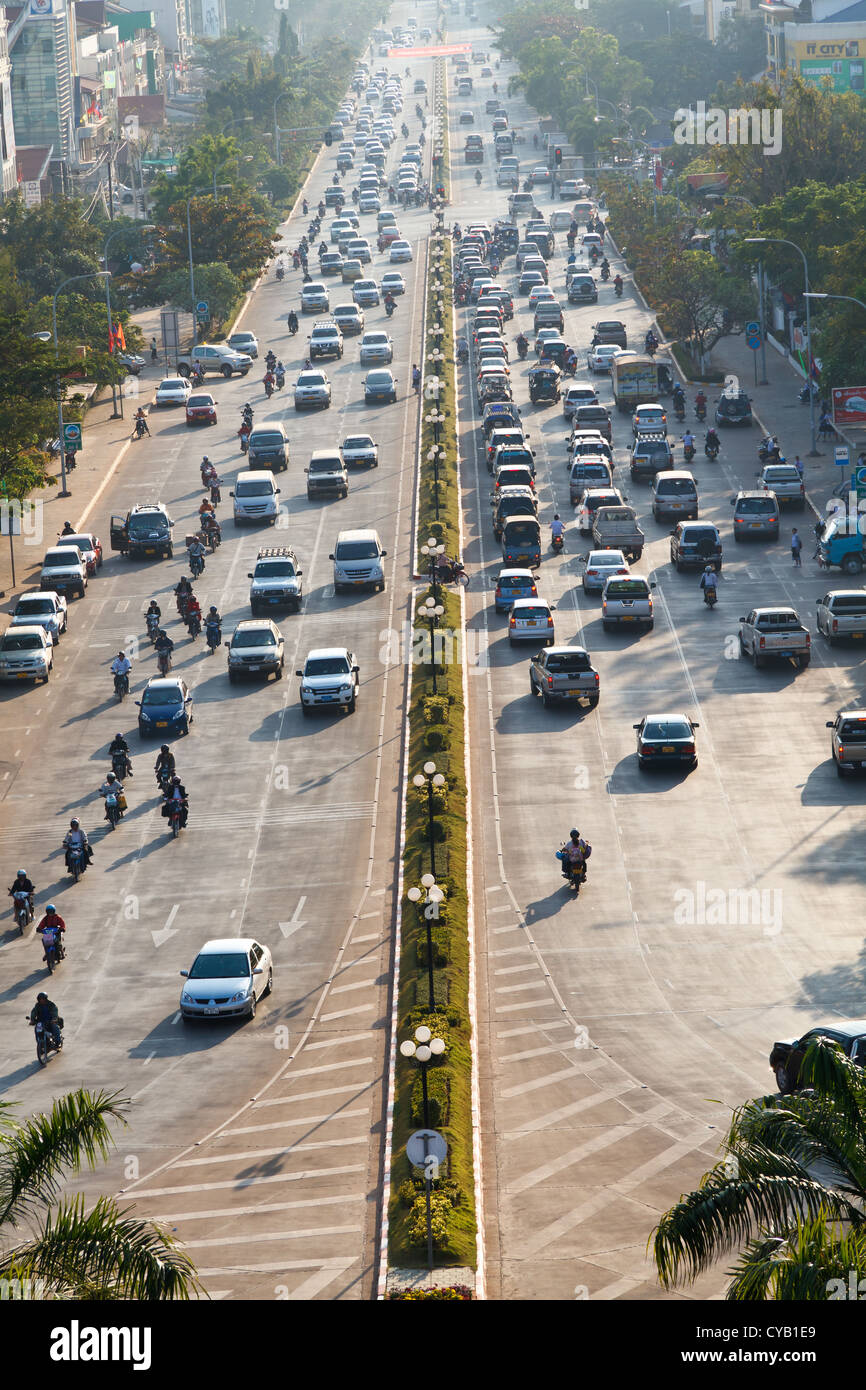 Aerial View over Vientiane from the Top of the Arch of Triumph Patu Xay ...