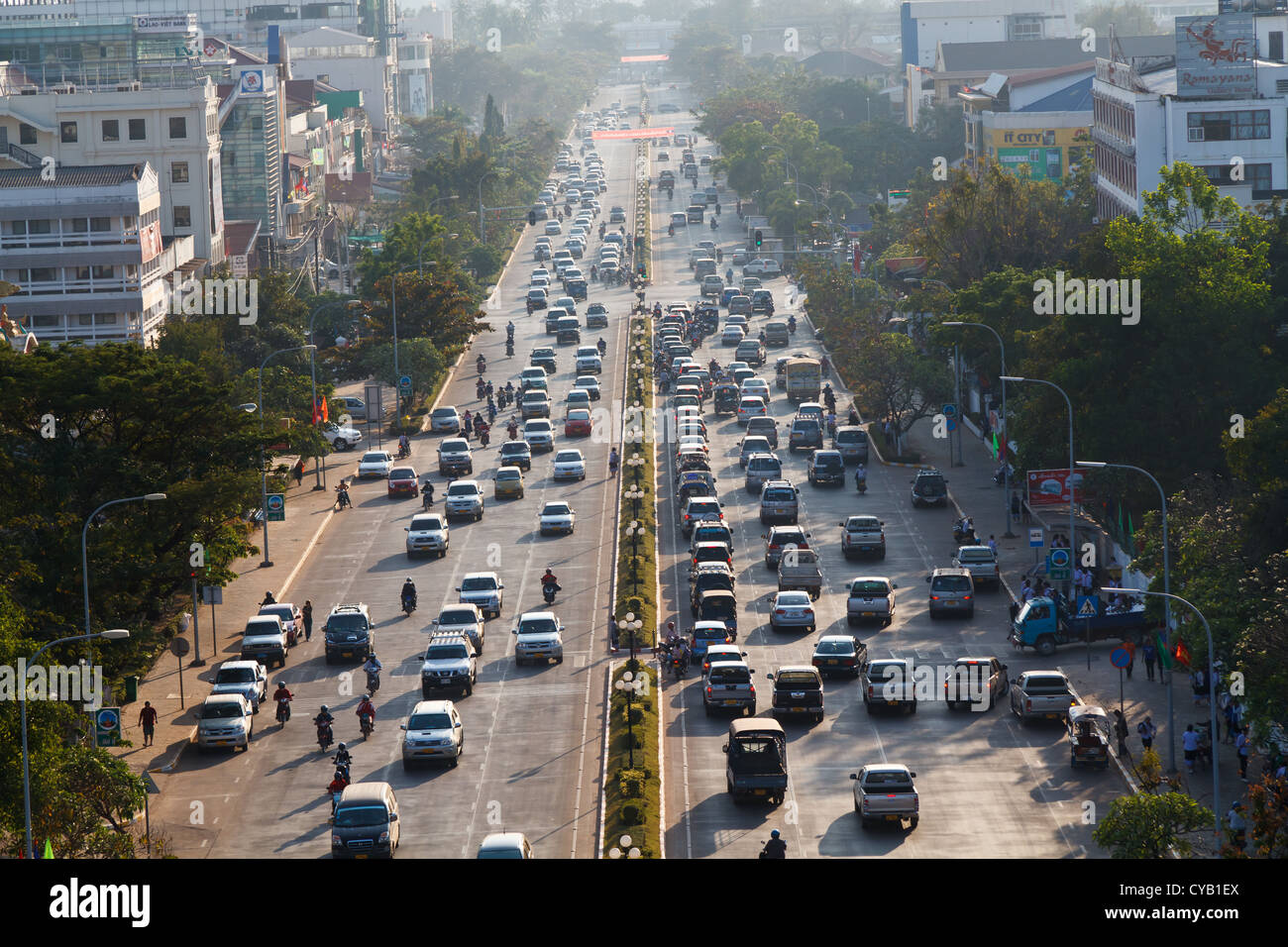 Aerial View over Vientiane from the Top of the Arch of Triumph Patu Xay ...