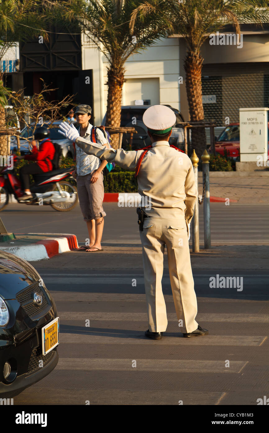 Traffic Police Officer in Vientiane, Laos Stock Photo - Alamy